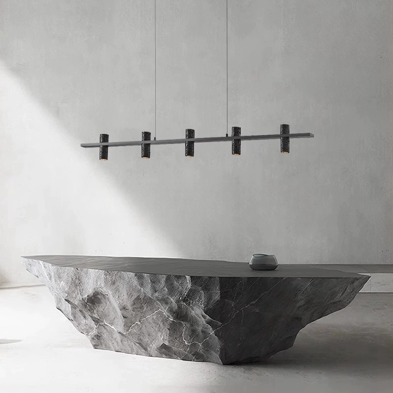 Cabrisstonn Modern Sleek Black Travertine Stone Pendant Light ...