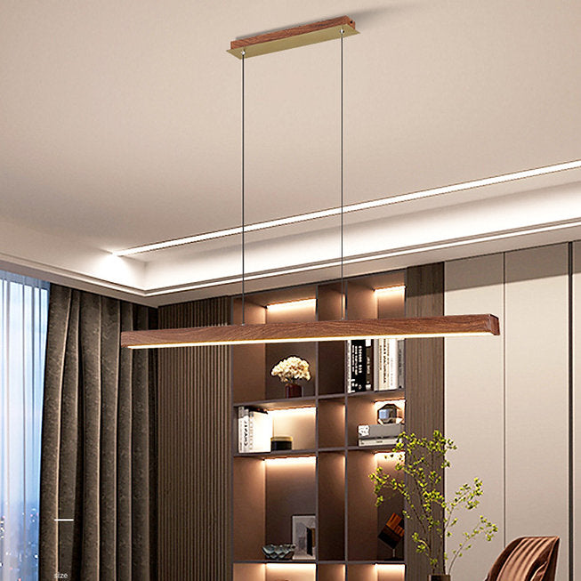 LED Wooden Color Linear Office Pendant Light – Lightingshop